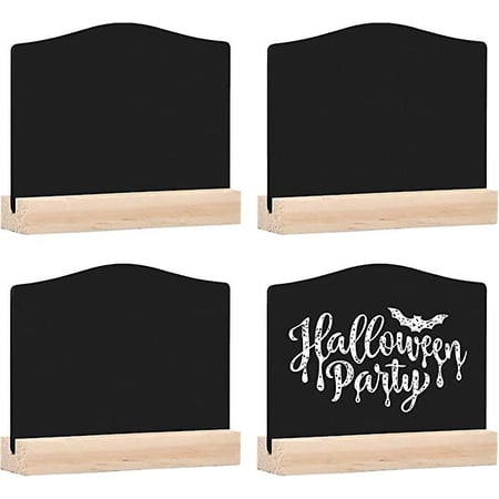 HEIBIN 4 Pieces Wooden Mini Chalkboards, Double Sided Chalkboard Label ...