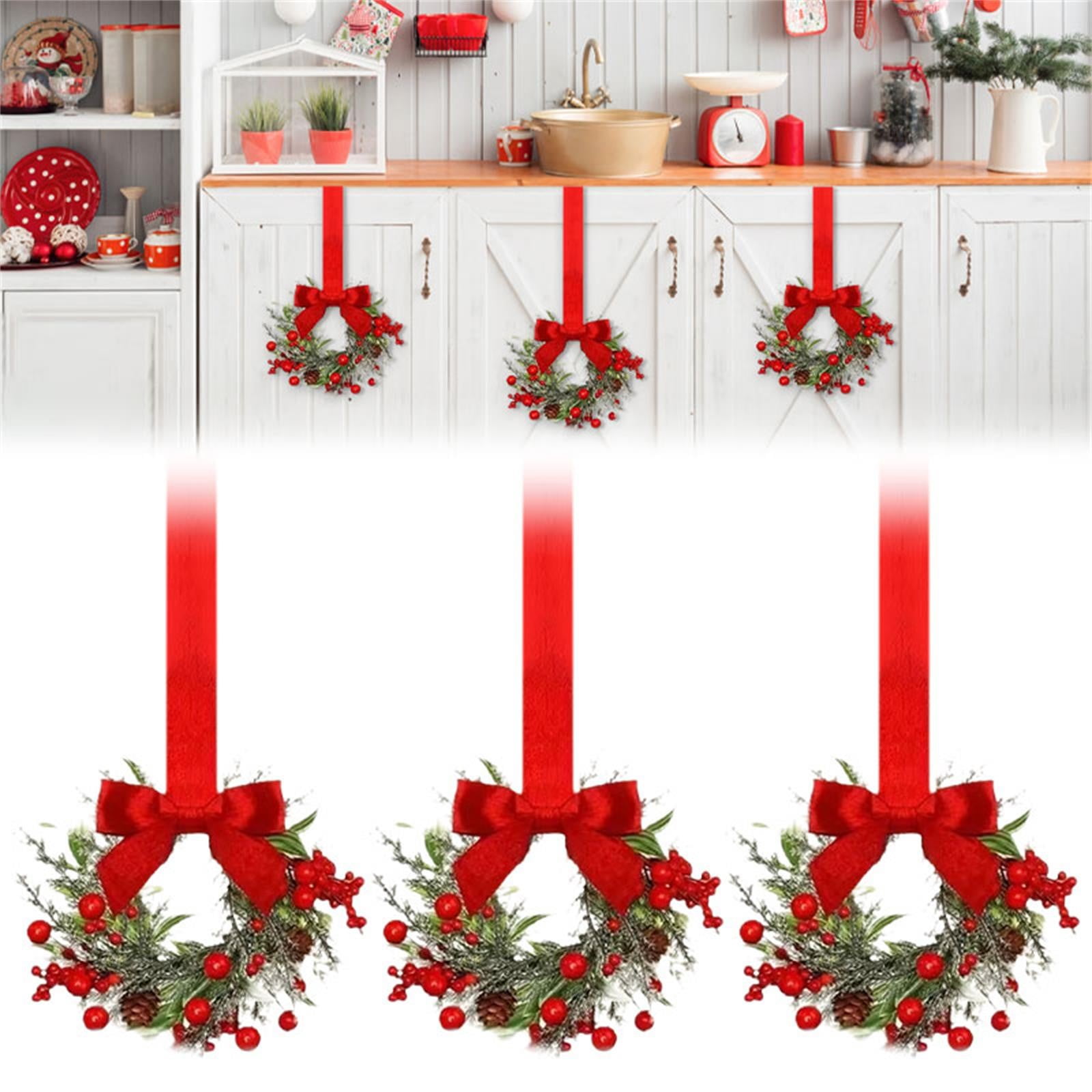 6Pc Wreath Set, 6 Pcs 6" Christmas Cabinet Wreaths for Kitchen with ...