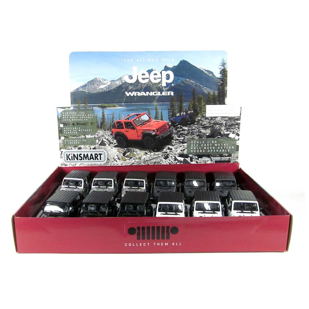 5" Die-cast Box of 12: 2018 Jeep Wrangler Rubicon Hard Top (Black, Grey ...