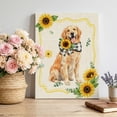 Cute Dog Canvas Wall Art for Living Room, Yellow Sunflower Daisy ...