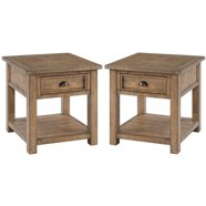 Home Square Wood End Table with Drawers and Shelves in Bahama Blue ...