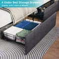 Kicode Queen Bed Frame with 4 Drawers, 2 USB Charging Stations, LED ...