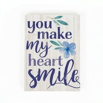 You Make My Heart Floral Blue 7.3 x 5.5 Pine Wood Valentine's Word ...
