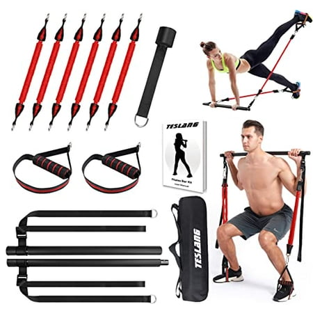 Upgraded 60-180LBS Adjustable Pilates Bar Kit with Resistance Band ...