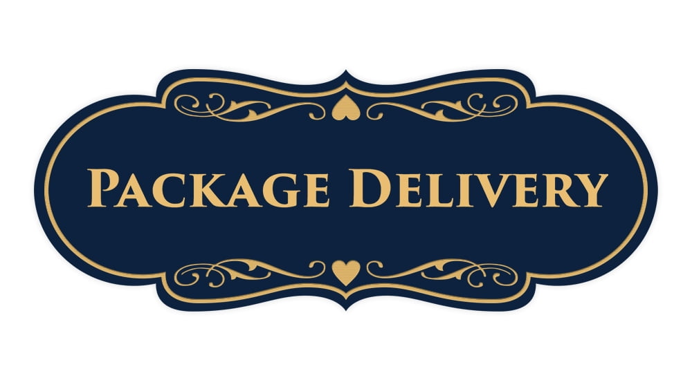 Signs ByLITA Designer Package Delivery Sign (Navy Blue/Gold) - Small ...