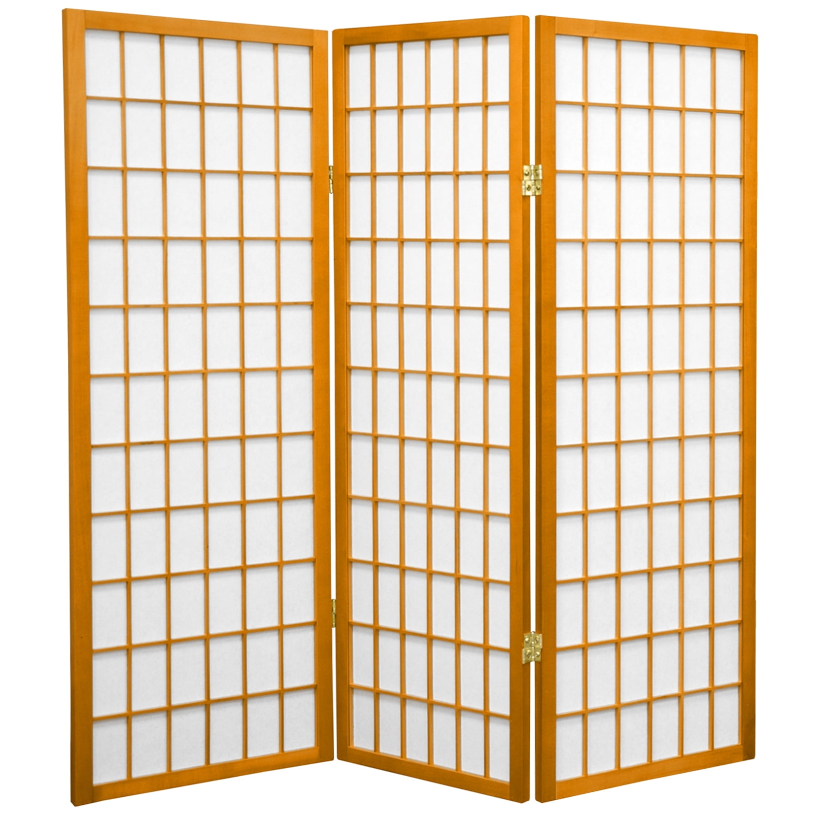 4 ft. Tall Window Pane Shoji Screen - Honey - 3 Panels - Walmart.com