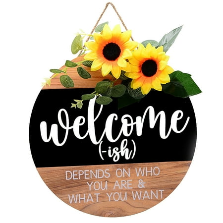 Round Welcome Sign Wooden Door Sign Door Sign Board with Letters ...