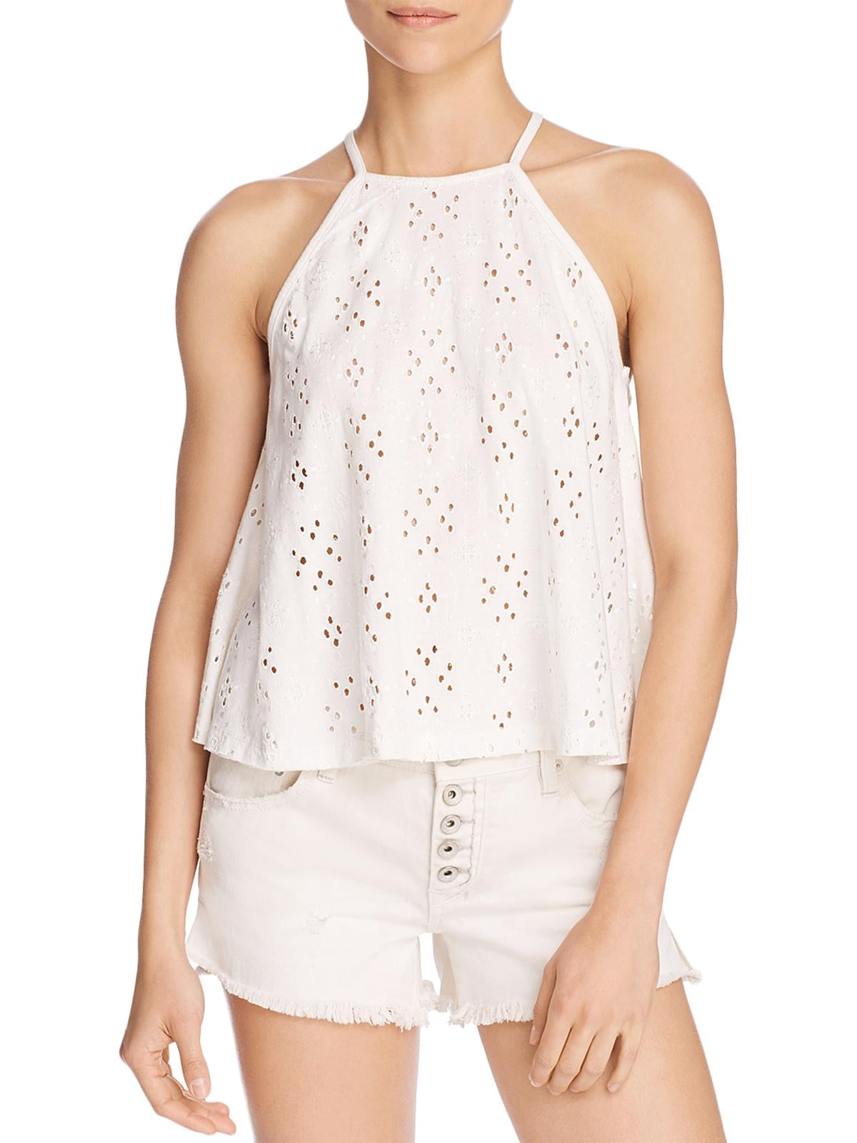 Free People Womens Eyelet Lace-Up Halter Top - Walmart.com