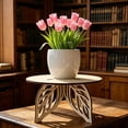 MMJ Circular Wooden Plant Stand Frame Holder for Potted Plants Tabletop ...