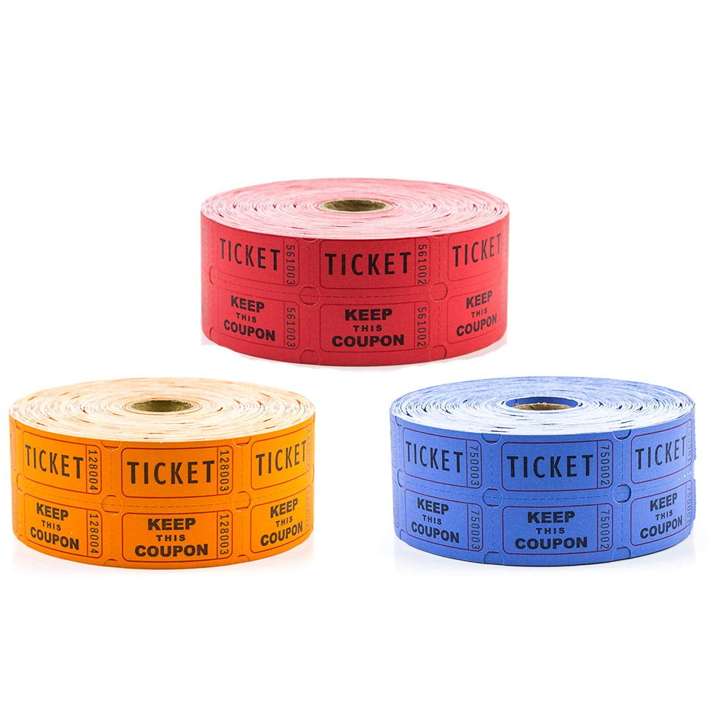 Toysery Multicolor Raffle Tickets for Party, Concert | 3 Double Rolls ...
