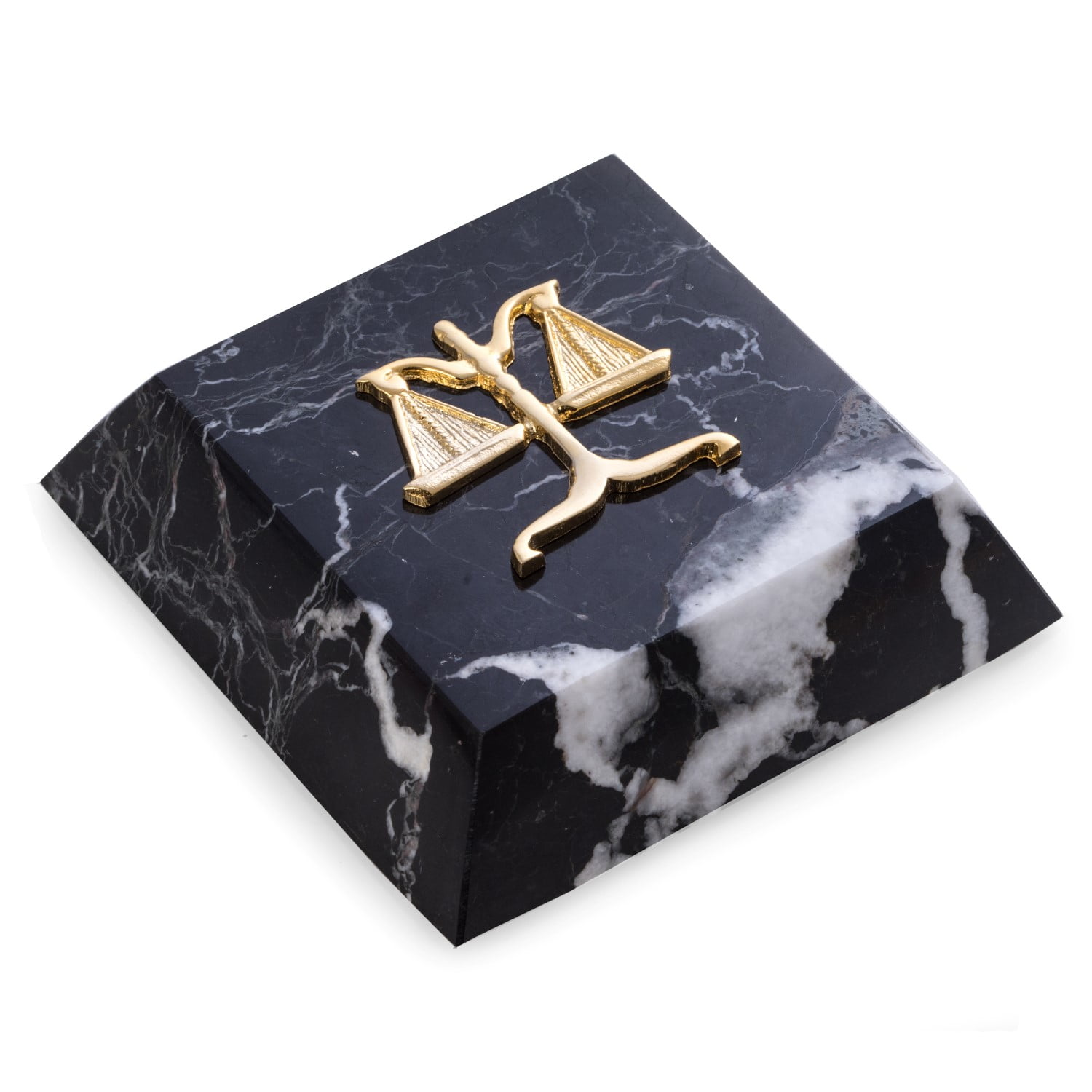 Black "Zebra" Marble Paperweight with Gold Plated "Legal" Emblem ...