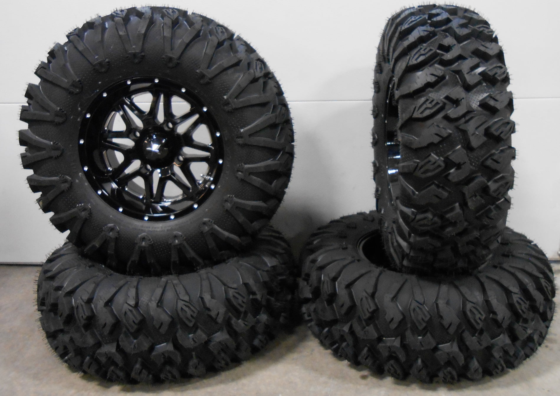 MSA Black Vibe 14" ATV Wheels 30" MotoClaw Tires Can-Am Commander ...