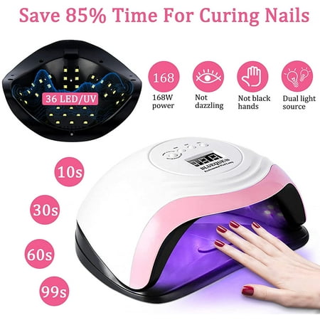 UV Lamp Nail Dryer, Professional Nail Lamps 168W Portable Automatic ...