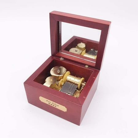 Wood Music Box,Mini Music Box Yunsheng Movement,Play Kiss the Rain,Rose ...
