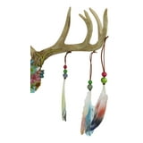 Rustic 12 Point Stag Deer Antlers Flowers And Feathers Rack Wall Hooks ...