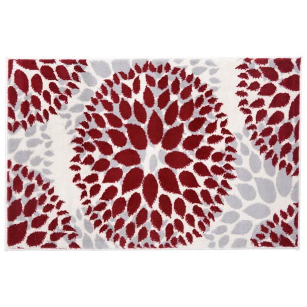 Modern Floral Design Red 2'X3' Indoor Area Rug - Walmart.com