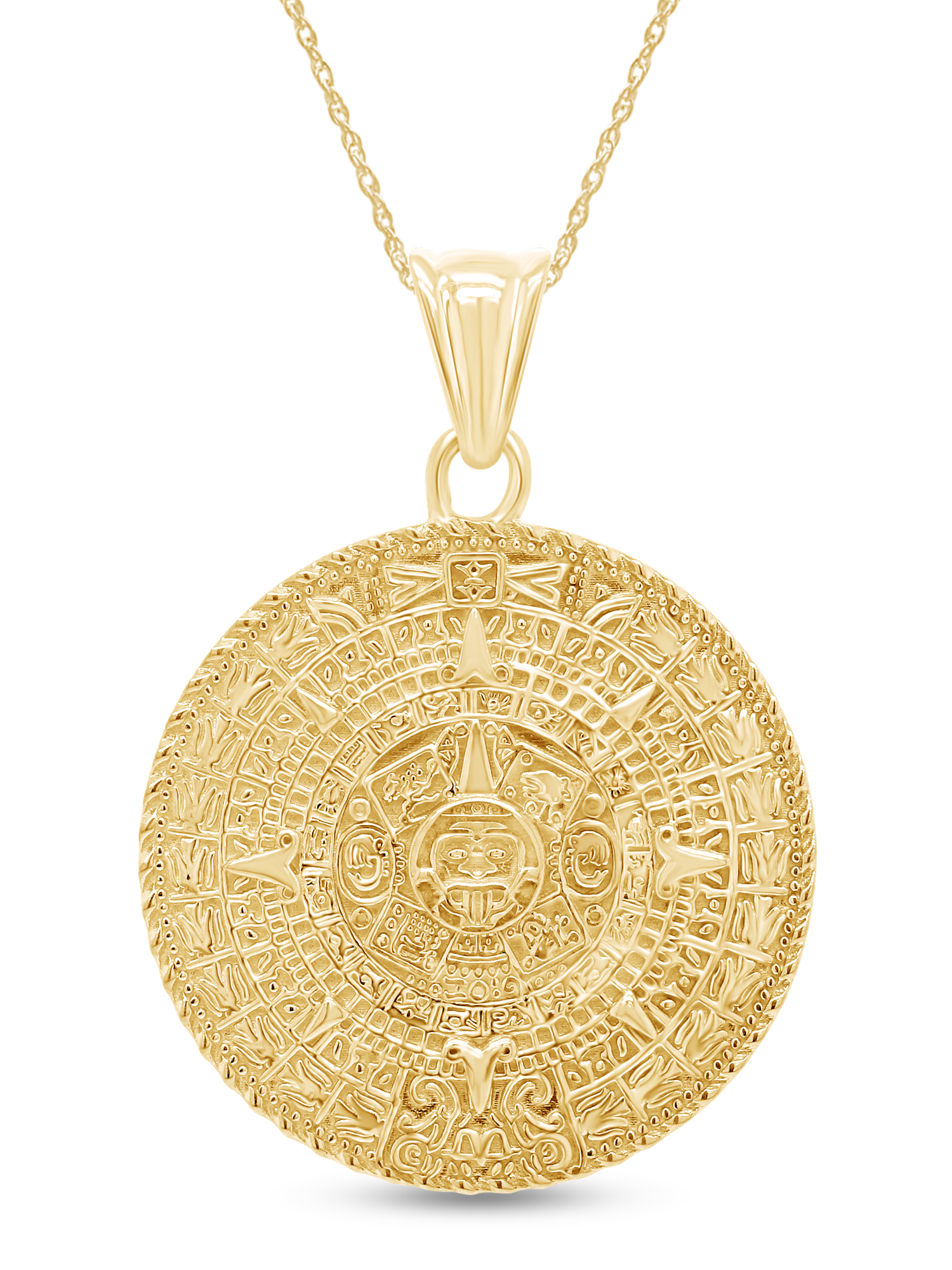 Calendario Azteca Pendant Solid 14k Yellow Gold Mayan Sun Calendar ...