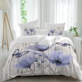 4 Piece Duvet Cover Set Cal king, Flowers on Farm Gray Wood Grain Soft ...