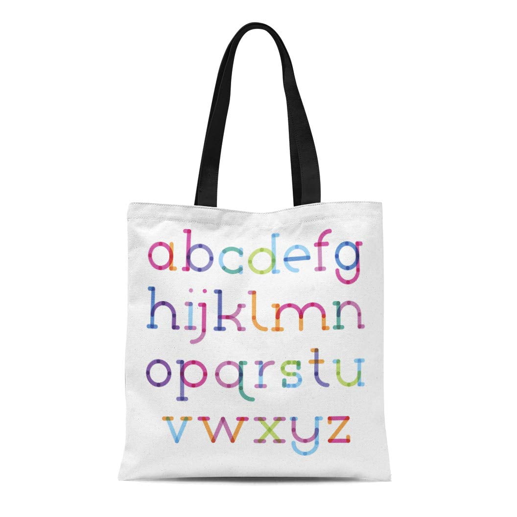 SIDONKU Canvas Tote Bag Blue Typo Serif Effect of Lower Letters ...