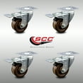 3 Inch SS High Temp Phenolic Top Plate Caster Set Total Lock Brake SCC ...