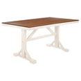 SAFAVIEH Akash Farmhouse Rectangle Dining Table, White/Natural ...