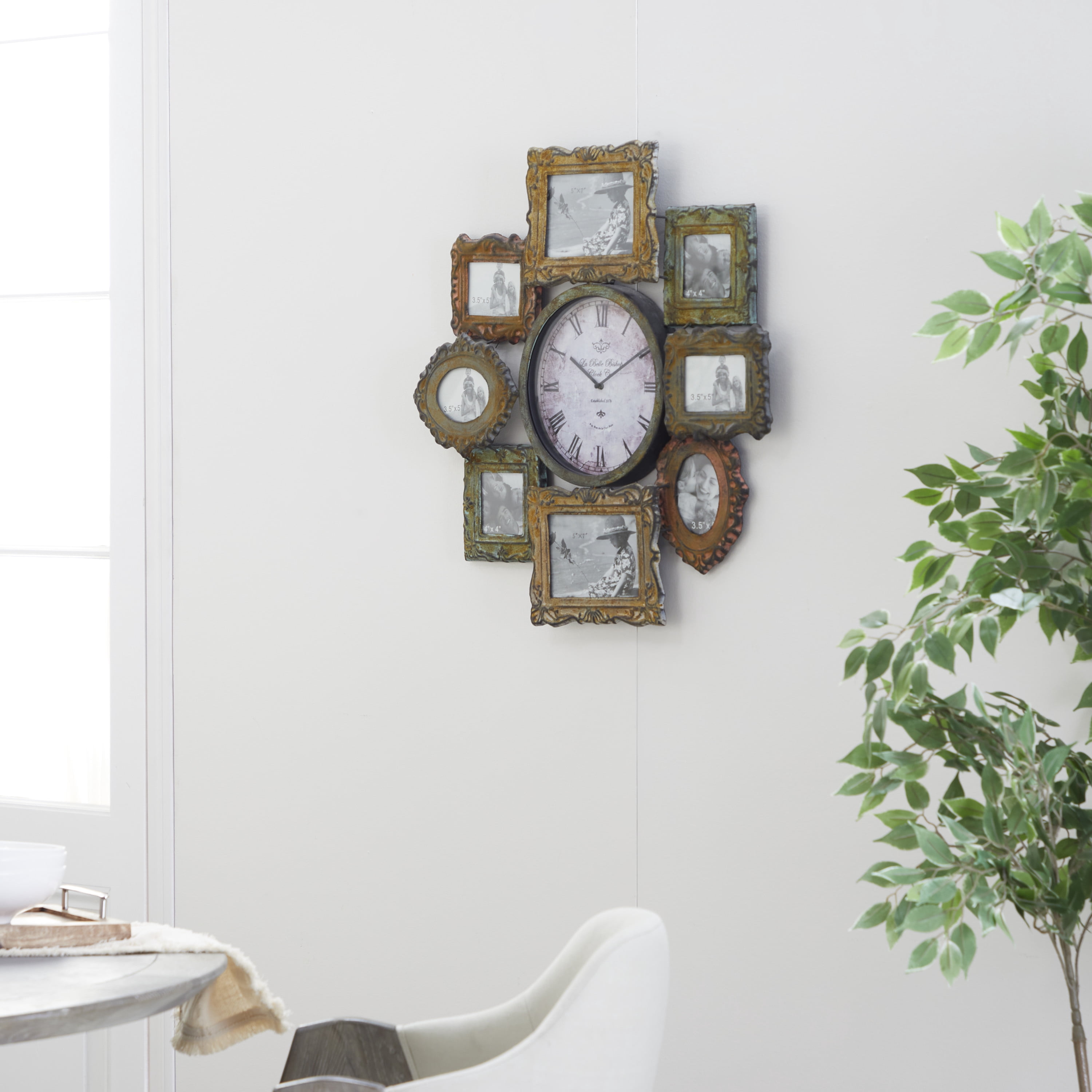DecMode 2" Green Metal 8 Photo Opening Wall Clock - Walmart.com