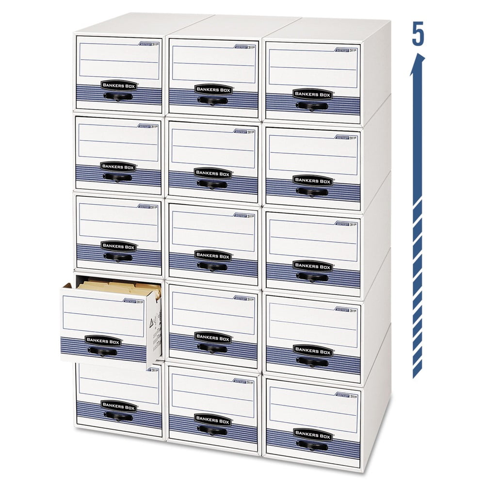 Bankers Box Heavy Duty Cardboard Filing Storage Drawers White Blue Letter Size 6 Carton Walmart