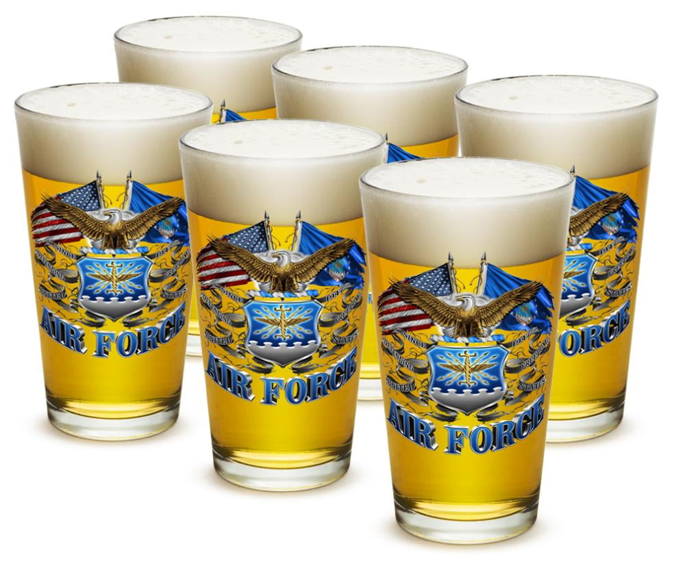 US Air Force 16 oz. Pint Glass Double Flag Air Force Eagle (Case of 24 ...
