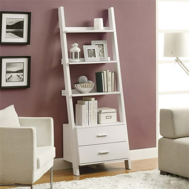 Pemberly Row 4 Shelf Ladder Bookcase in White - Walmart.com