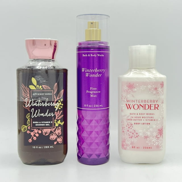 Bath and Body Works Winterberry Wonder Shower Gel, Fine Fragrance Mist and Body Lotion 3-Piece ...