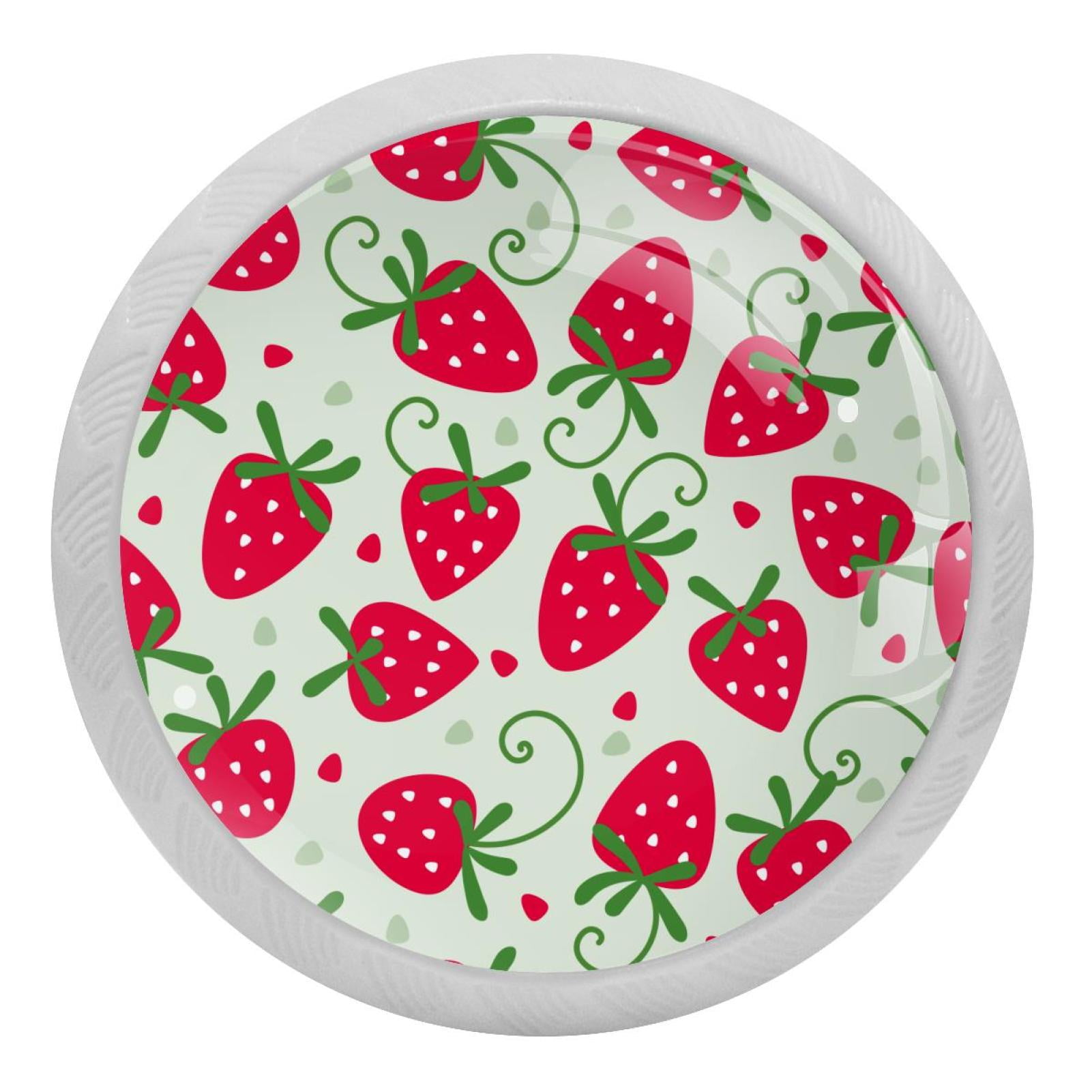 4PCS Round Strawberry Cabinet Fluorescence Knob Glowing in the Dark ...