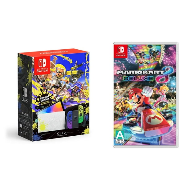 Consola Nintendo Switch OLED Splatoon 3 + juego físico de Mario Kart 8 ...