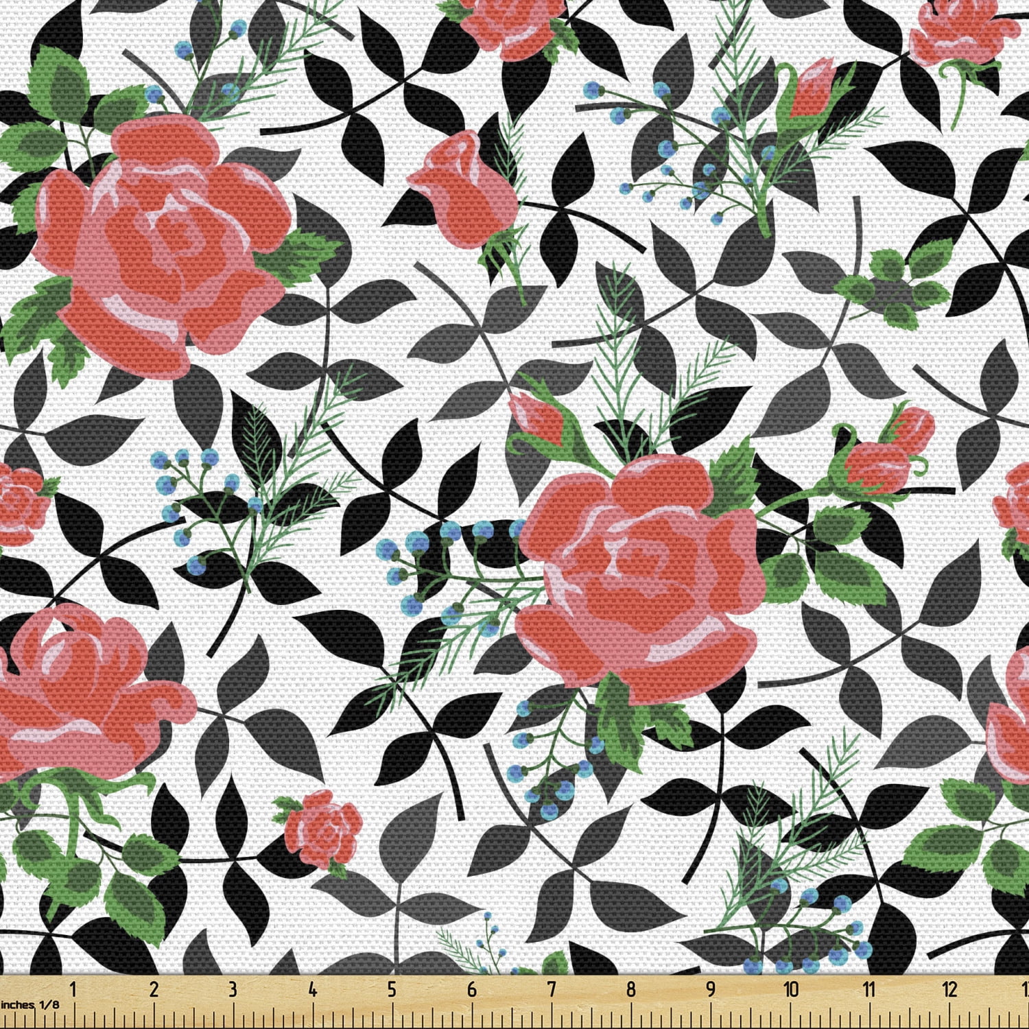 Rose Upholstery Fabric by the Yard, Springtime Nature Pattern with ...