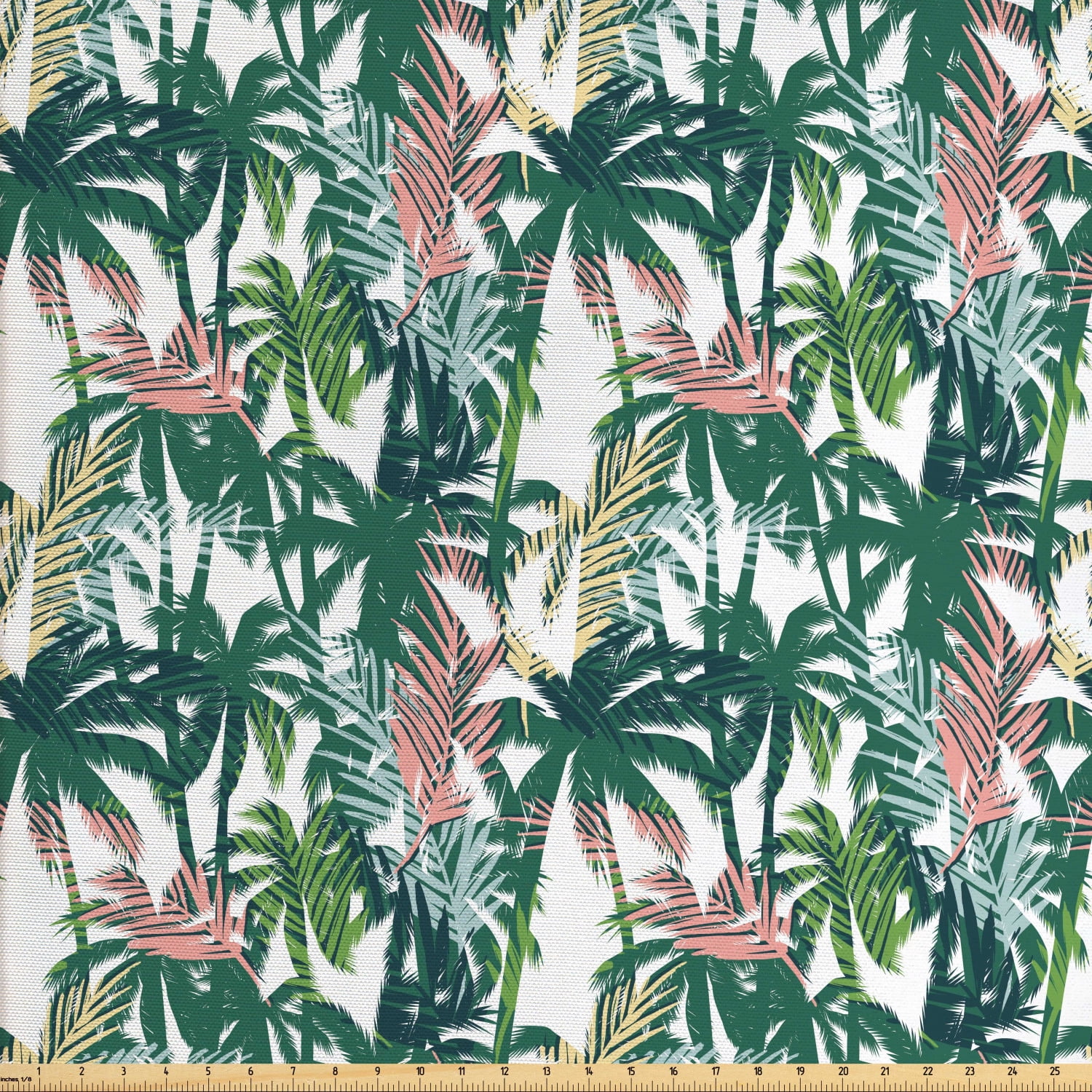 Palm Tree Fabric by The Yard, Dreamy Abstract Jungle Foliage Rainforest ...