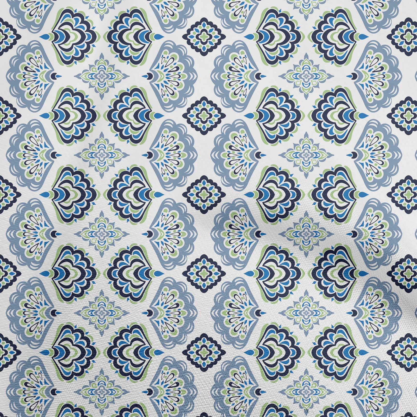 oneOone Cotton Silk Dusty Blue Fabric Asian Block Quilting Supplies ...