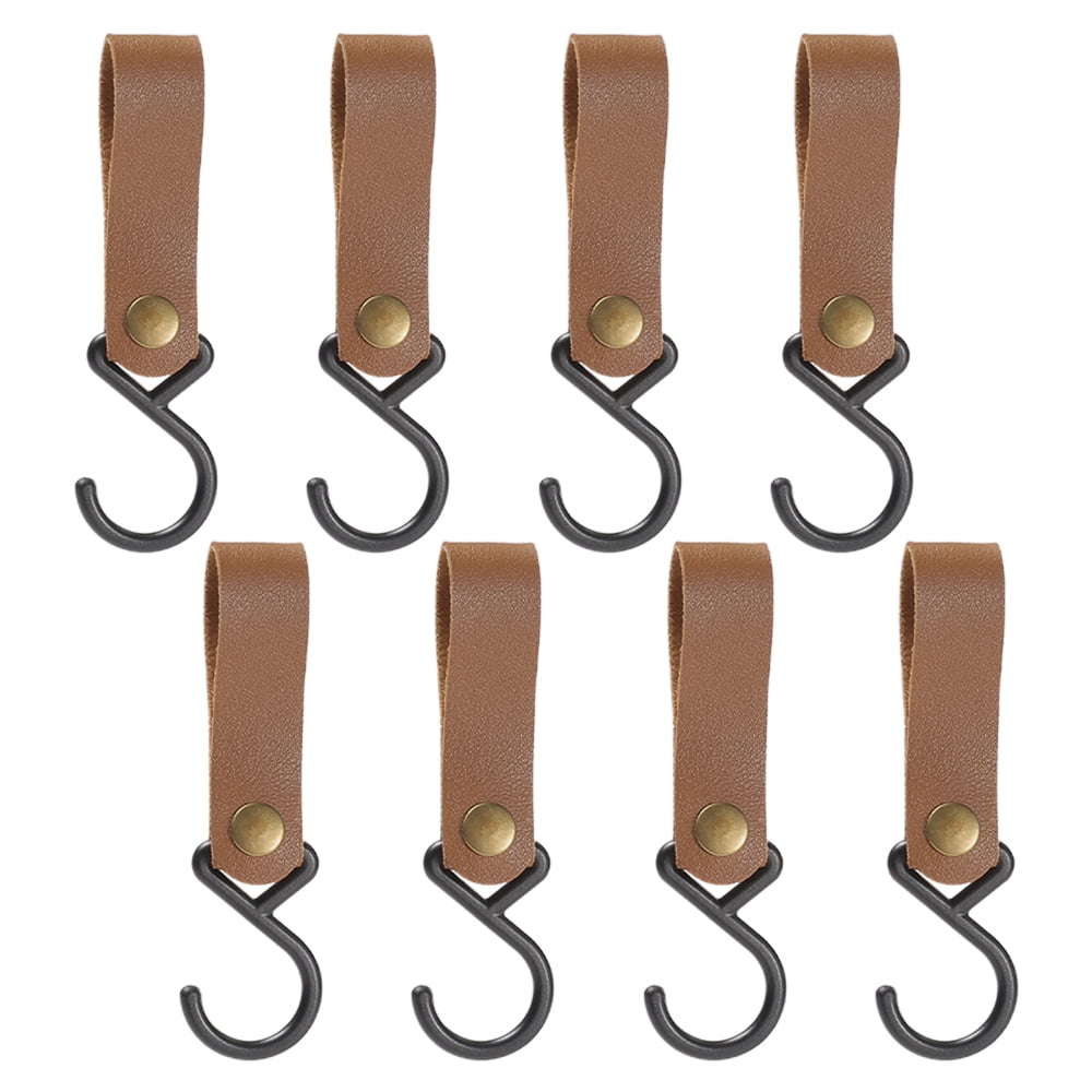 8pcs Leather S-Hooks, Metal Hooks for Hanging, Camping Hook Hanger ...