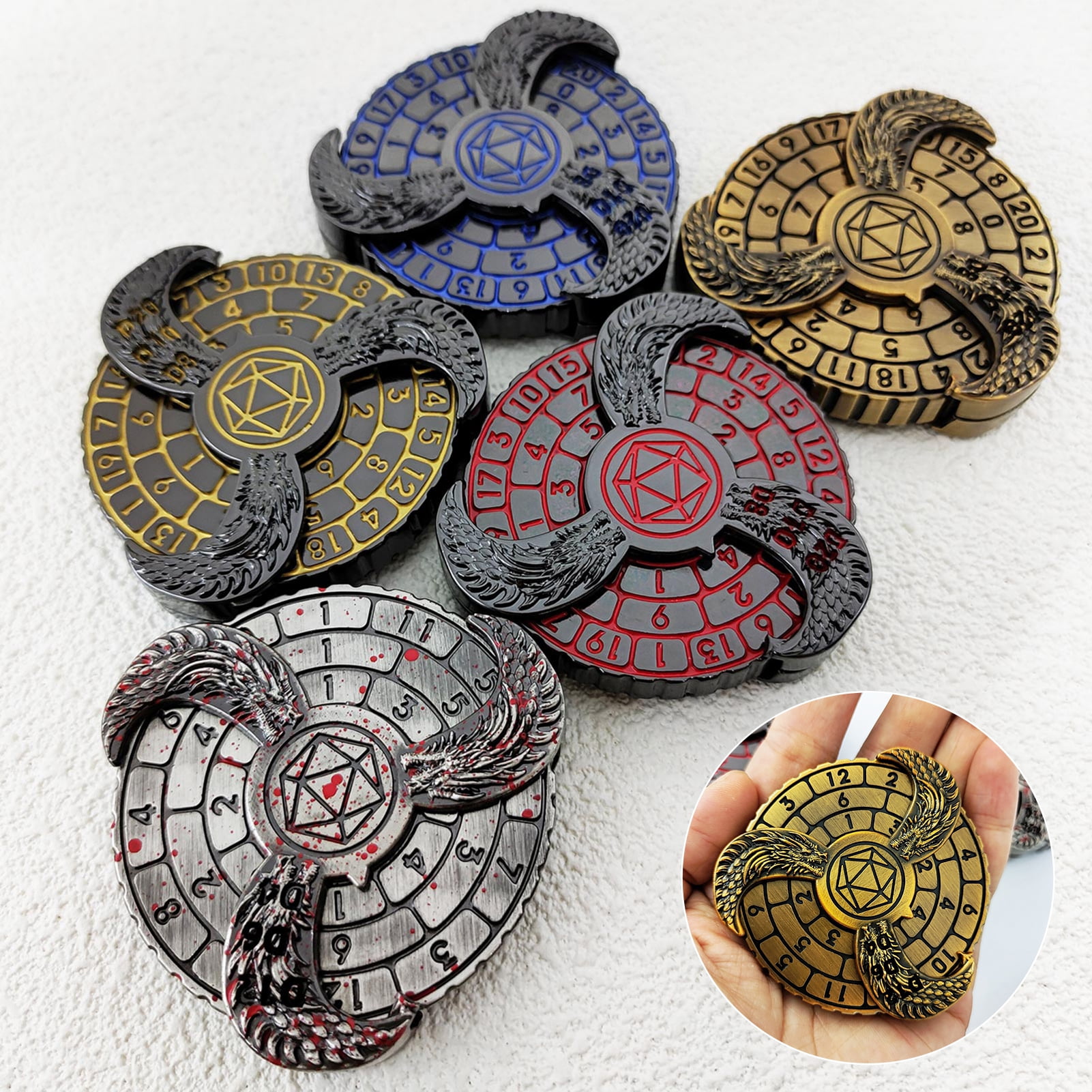 Xeyise Dragon Dice Metal Fingertip Gyro Spinner Dice Fidget Toy ...