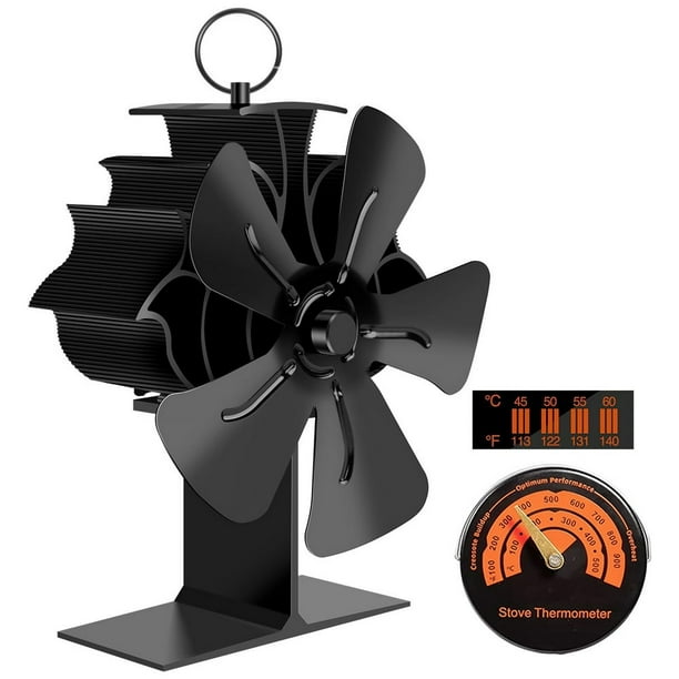 EASTIN Wood Stove Fan 5 Blades Silent Fireplace Fan Non-Electric ...