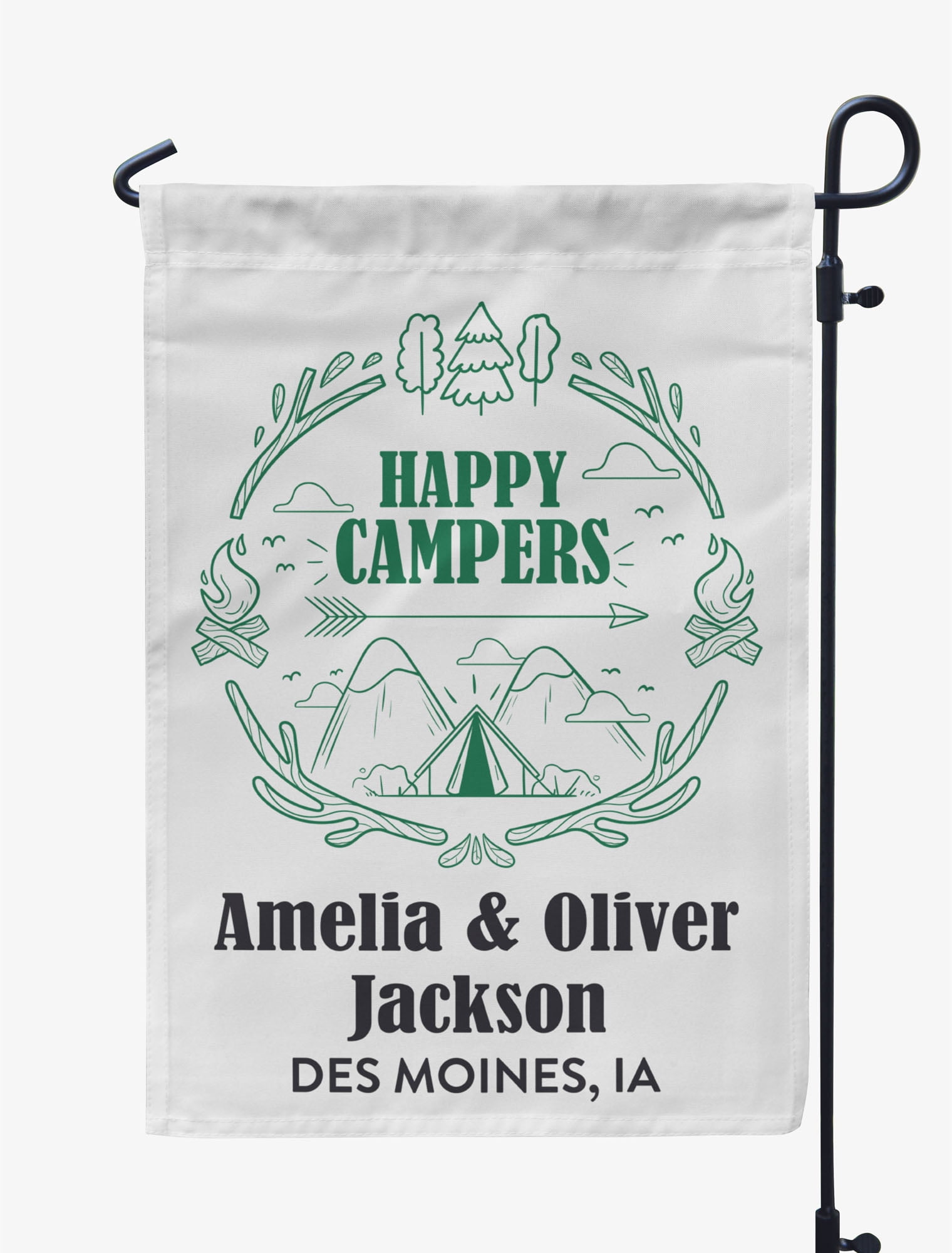 Printtoo White Happy Campers Outdoor CampingFlagCustom Personalized ...