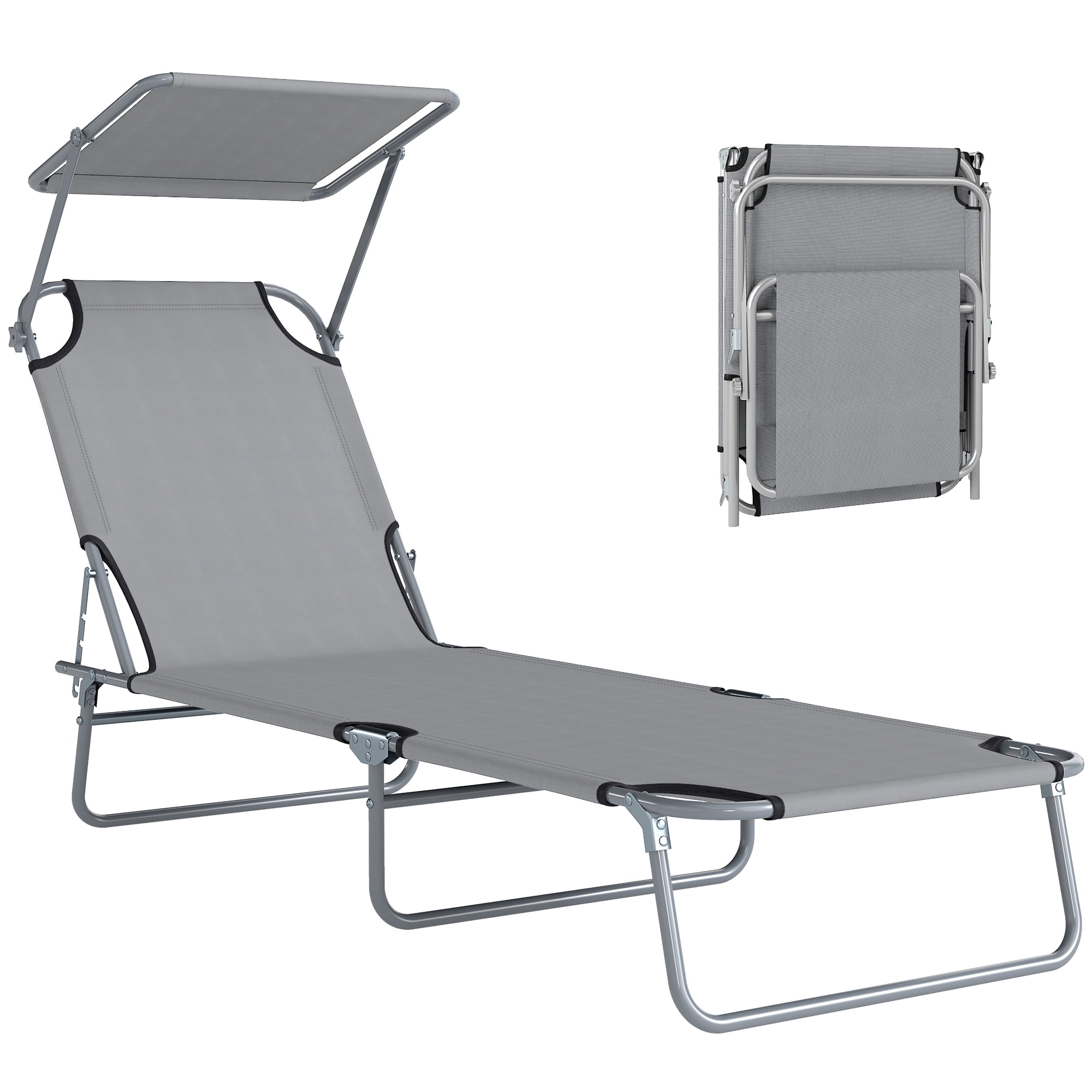 Click here for Outsunny Outdoor Lounge Chair With Sun Shade - Set... prices