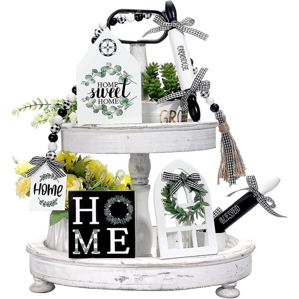 6 Pieces Farmhouse Tiered Tray Decor Bundle Home Farmhouse Items Signs ...