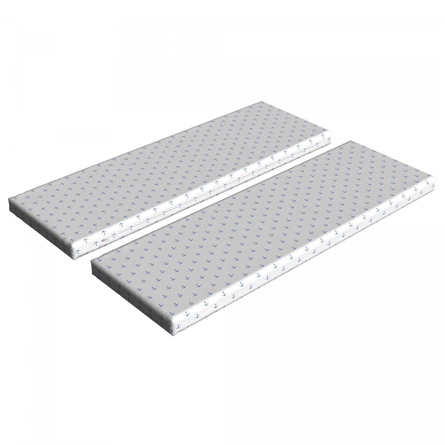 Anchor Bench Cushion Set of 2, Classical Vivid Blue Anchors Simplistic ...