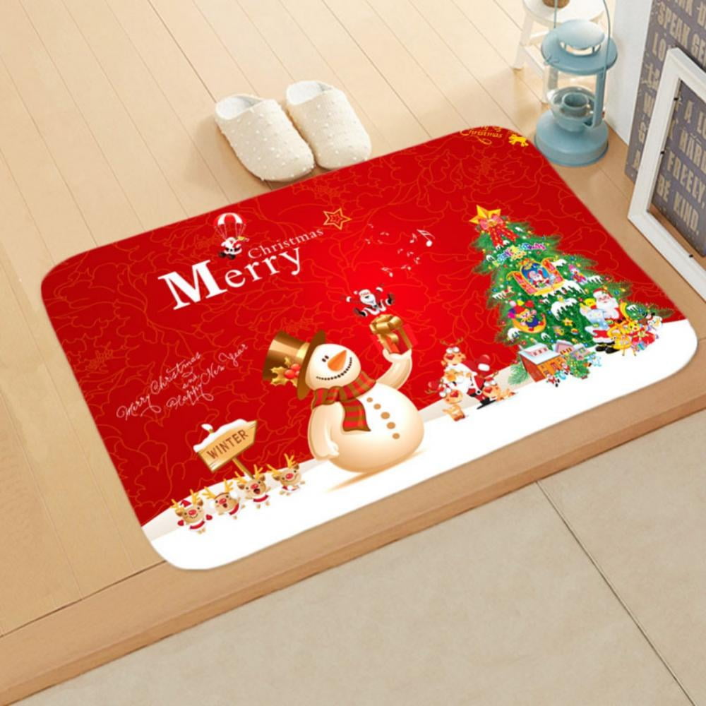Christmas Bath Mat,Non Slip Soft Flannel Bathroom Rugs Absorbent ...