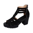 Bibifish Womens Block Heel Sandals Glitter Ankle Buckle Cutout Platform ...