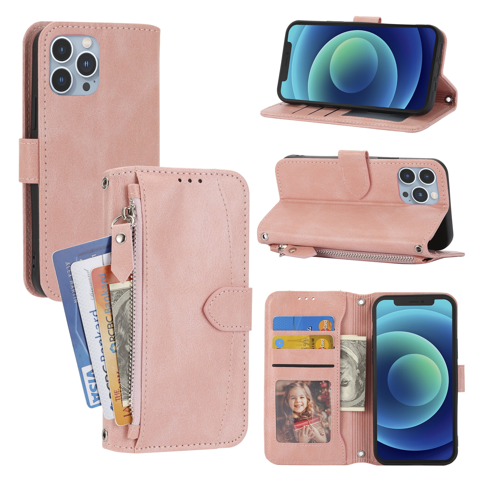 Allytech Zipper Wallet Case for iPhone 12 Pro Max PU Leather Purse Case ...