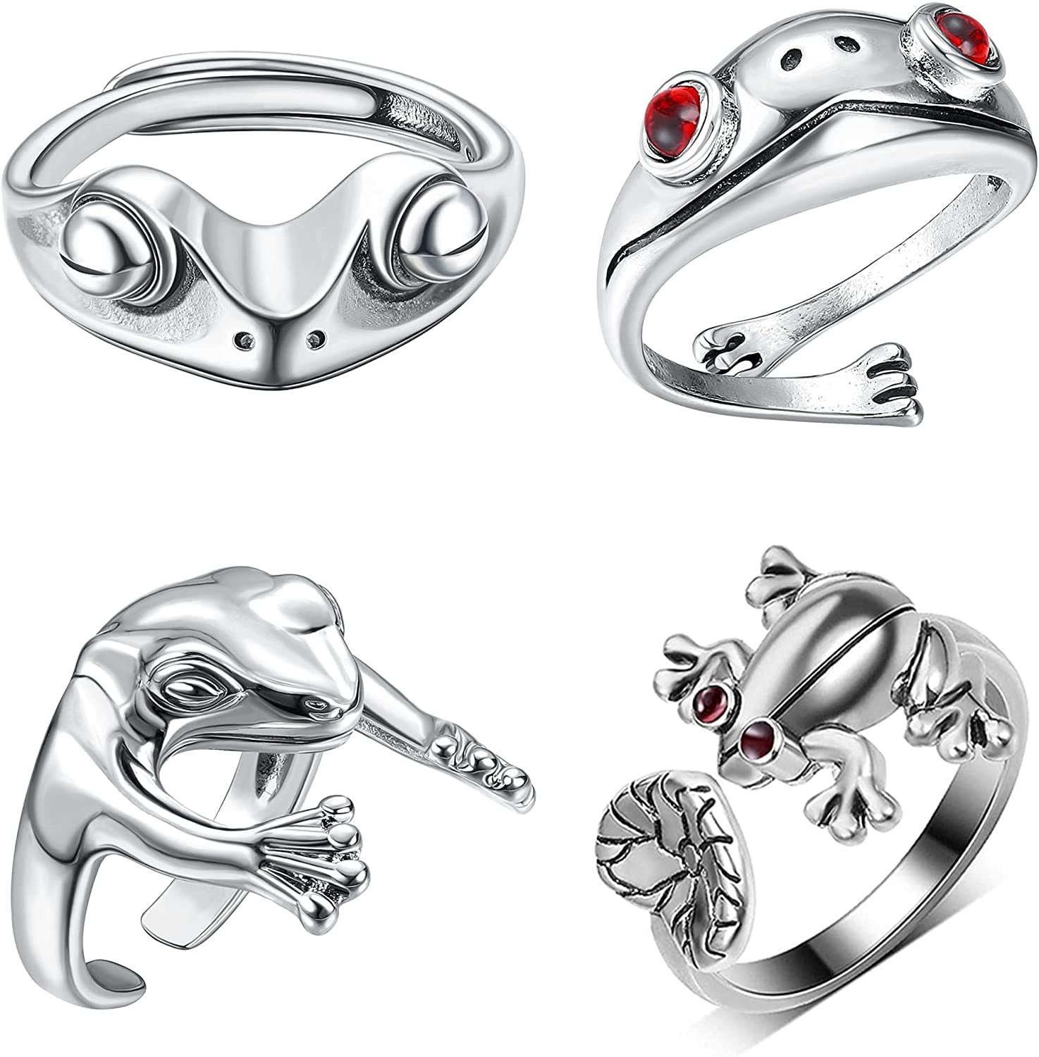 Jstyle Frog Ring 4/12 Pcs Frog Open Rings for Women Teen Egirl Men ...