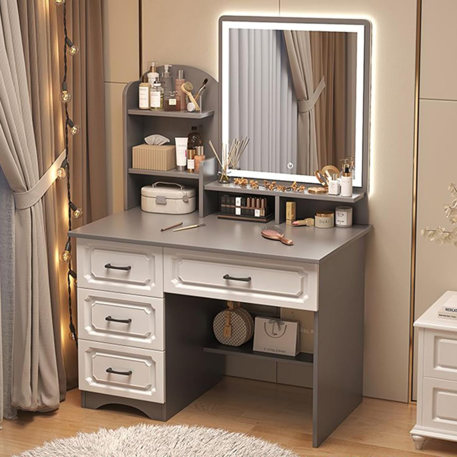Click here for Surjde Mirror Vanity Desk  Makeup Desk With Drawer... prices