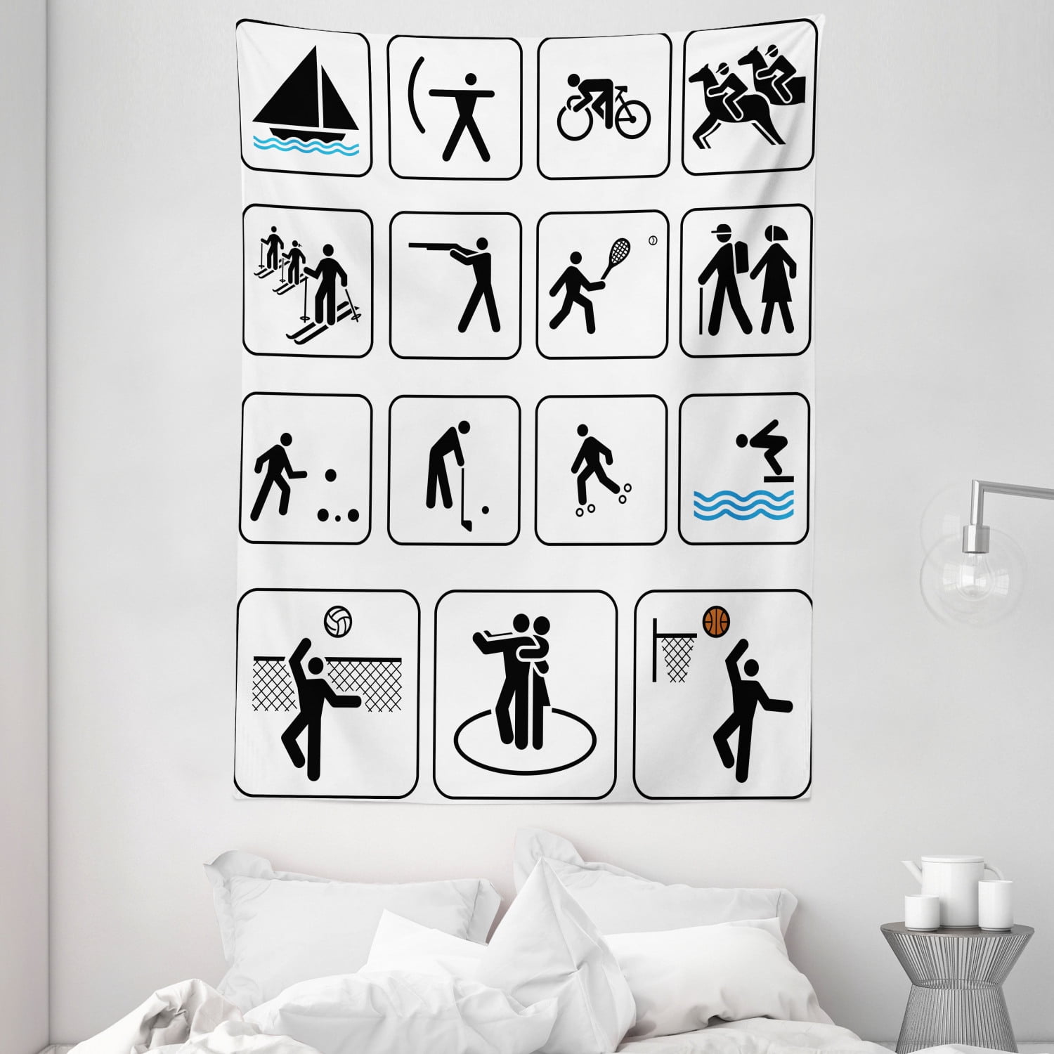 Olympics Tapestry, Sports Competition Games Signs Dancing Horse Riding ...
