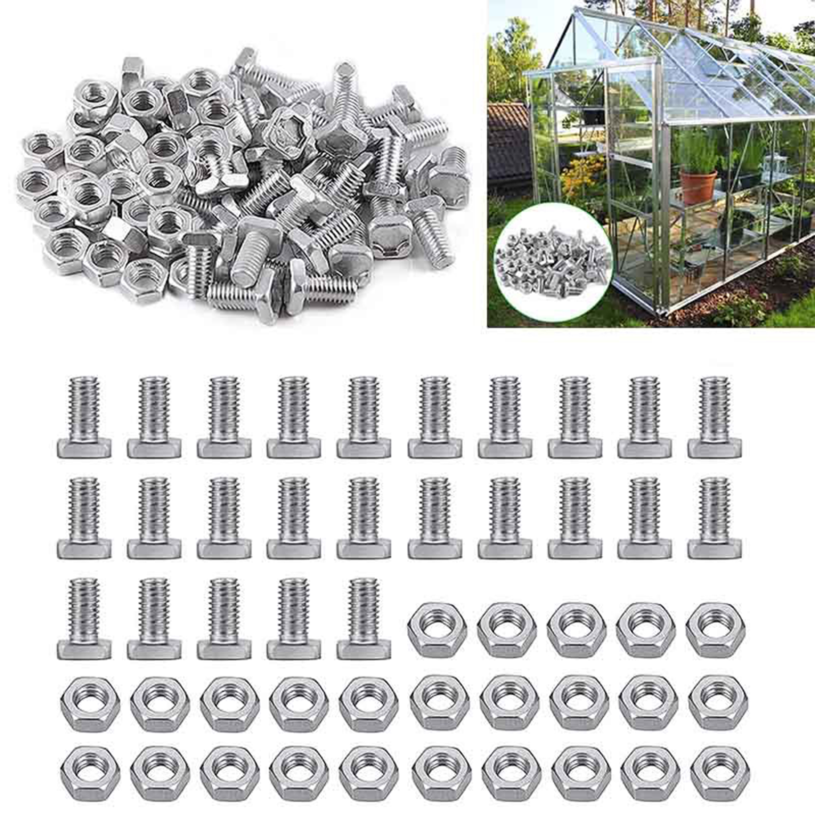 Walbest 1 Set(50 Nuts & 50 Bolts) Aluminium Nut Bolt Kit Tough ...