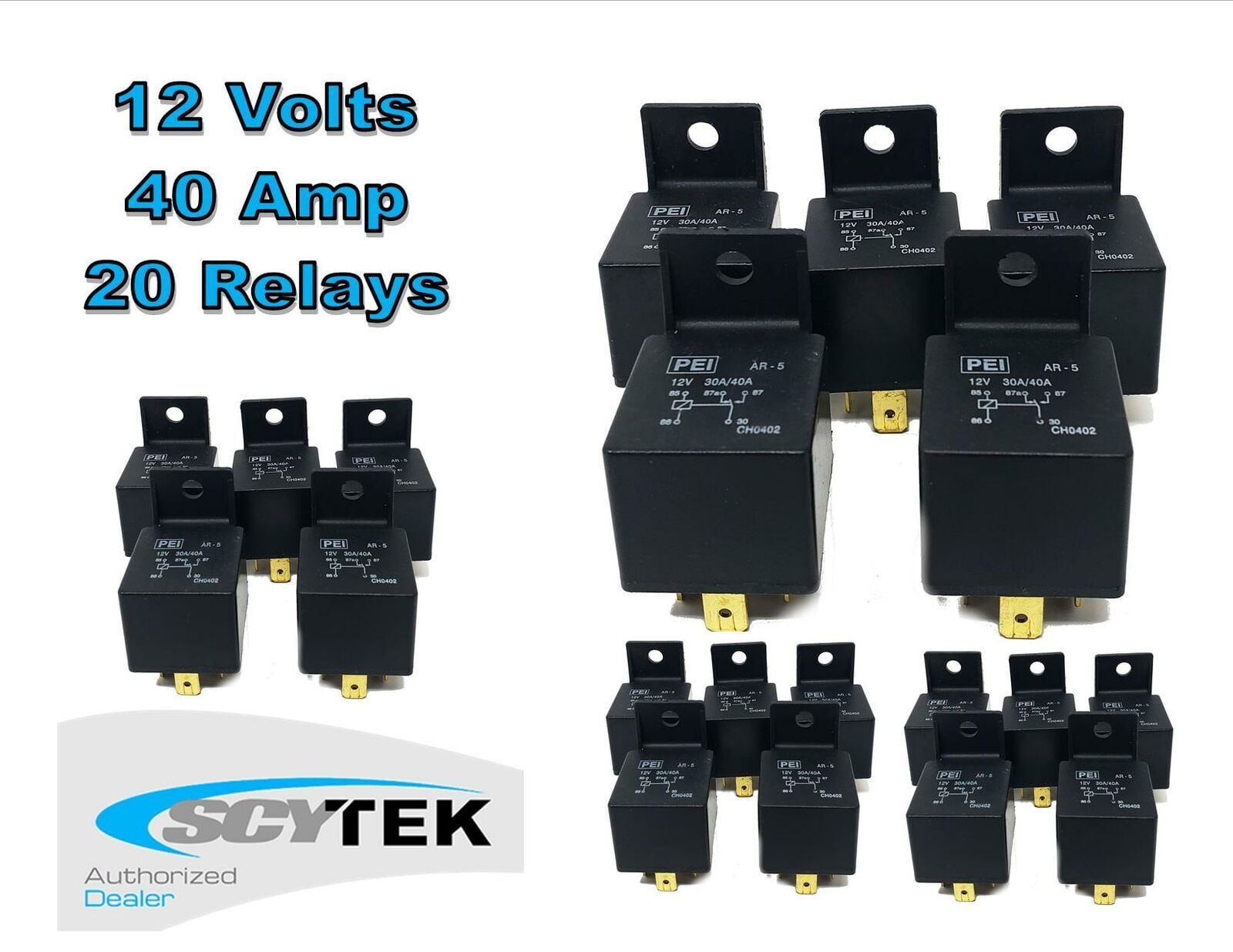 20 Pcs 12V 5 Pin SPDT 30/40 Amp Gold Relay Sealed Automotive Car Truck ...